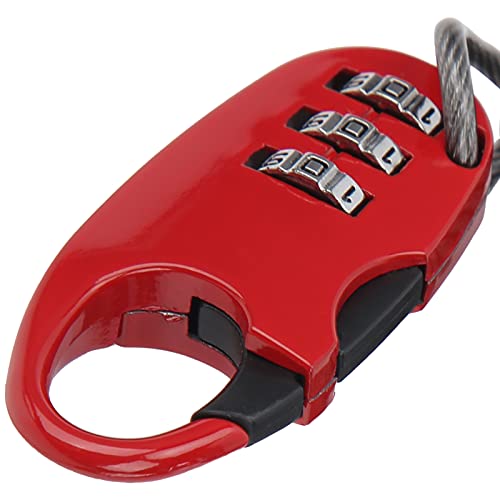 Bike Helmet Cable Lock, Easy to Carry Zinc Alloy Theft Password Lock Steel Wire Lock Rope for Bicycle(Red)