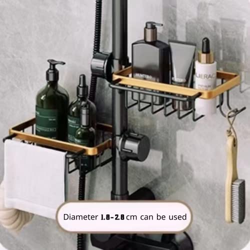 Kitchen Sink Rack Faucet Sponge Holder Over The Sink Organizer Faucet Rack with Hook,A Free Dishcloth Note:Round Pipe with Diameter 0.7-1.1 Inchs Can Be Used(Aluminum,Single Right Blackgolden)