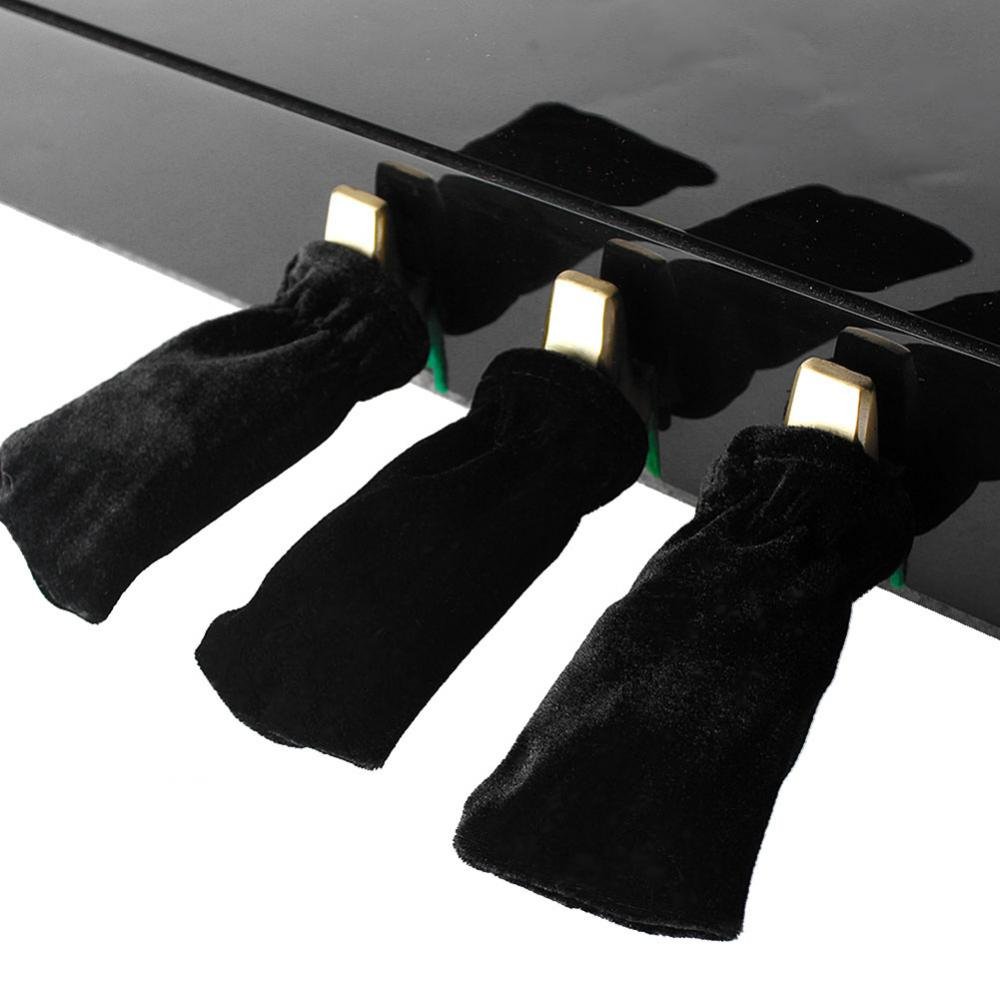 Tbest Plastic Covers Pedal Sleeves Piano,Piano Pedal Cover Foot Pad, 3 Pcs Pleuche Piano Pedal Protective Cover Case Musical Instruments Accessories(Black)