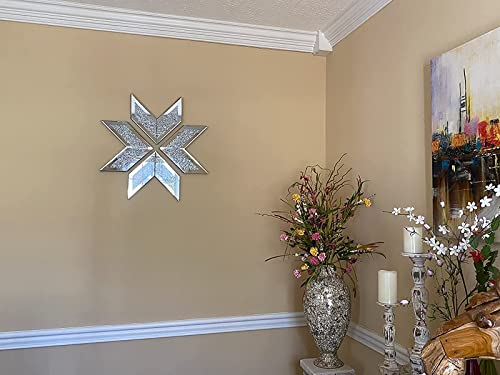 XIHACTY 2 Piece Mirrored Chevron Arrows, Crystal Crushed Diamond Arrow Wall Décor, Silver Arrow Sign for Gallery Wall for Dining Room, Living Room(12inch x 12inch)