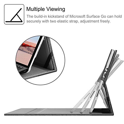 Fintie Protective Case for Microsoft Surface Go 3 2021 / Surface Go 2 2020 / Surface Go 2018 - Multi-Angle Portfolio Business Cover with Pocket, Compatible with Type Cover Keyboard (Gray)