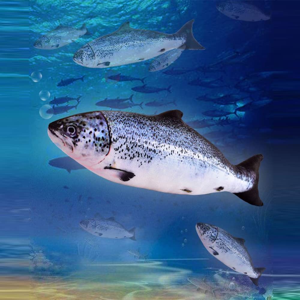 OUKEYI 31.5“Simulation Fish Plush Toy Pillow,Decorate Soft Fish Decorate Pillow Cushion Stuffed Decorate Oversized Pillow Creative Gift Home Decor (Salmon)