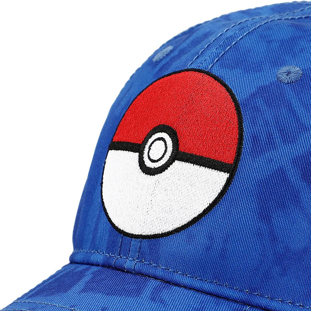 Bioworld Pokeball Embroidered Blue Tie Dye Cotton Twill Pokémon Baseball Hat
