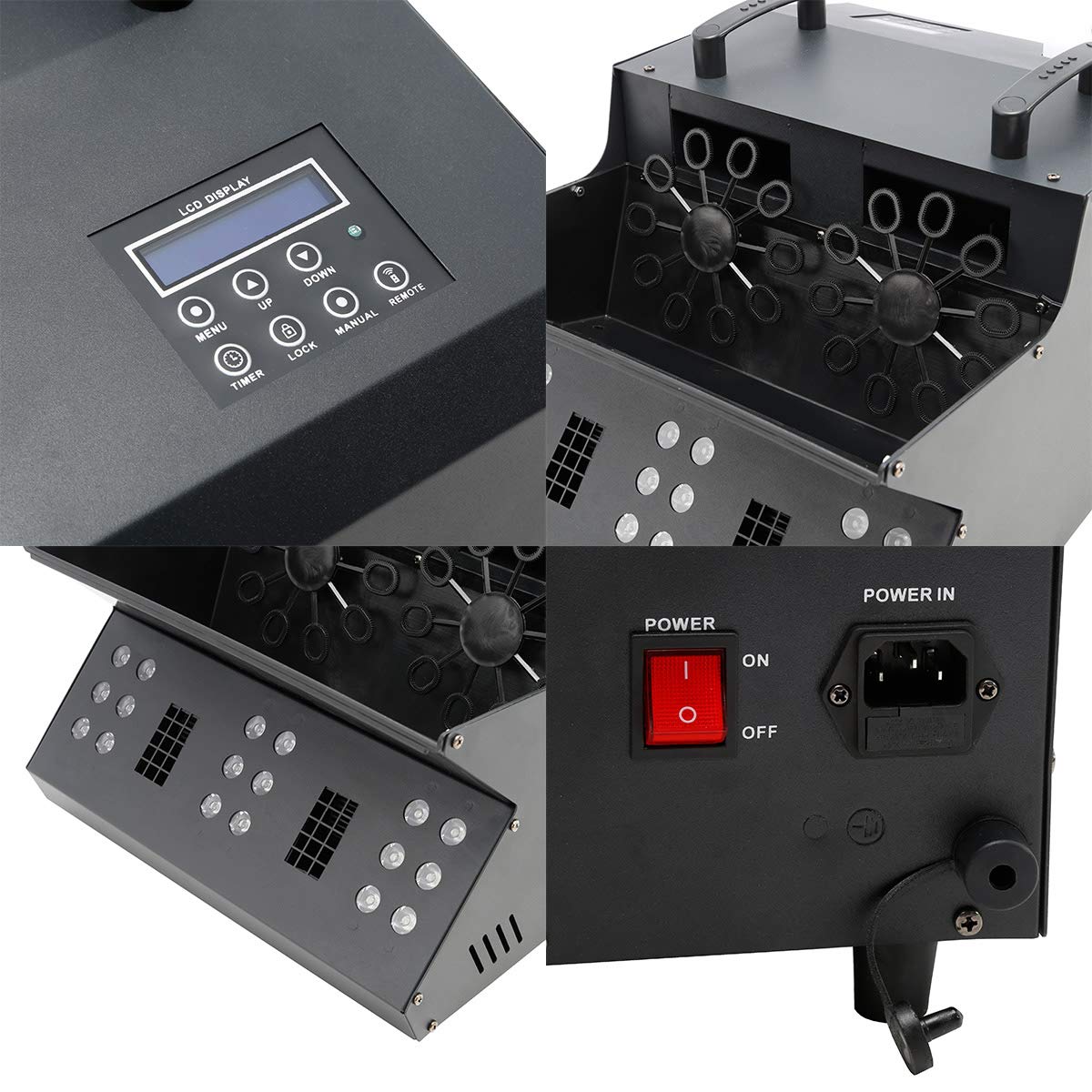 TC-Home 3000W Stage Bubble Fog Machine with LED Lights 3 In 1 Double Bubble Fans DMX Stage Machine Stage Effect for Party Wedding w/Remote control