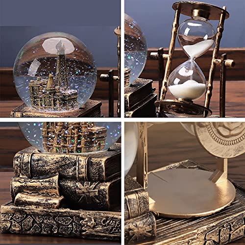 LED Music Crystal Snow Globe Home Decoration for Living Room Bedroom Book Shelf TV Cabinet Desktop Decor Statue Figurine Table Centerpieces Ornaments(A - Brass)