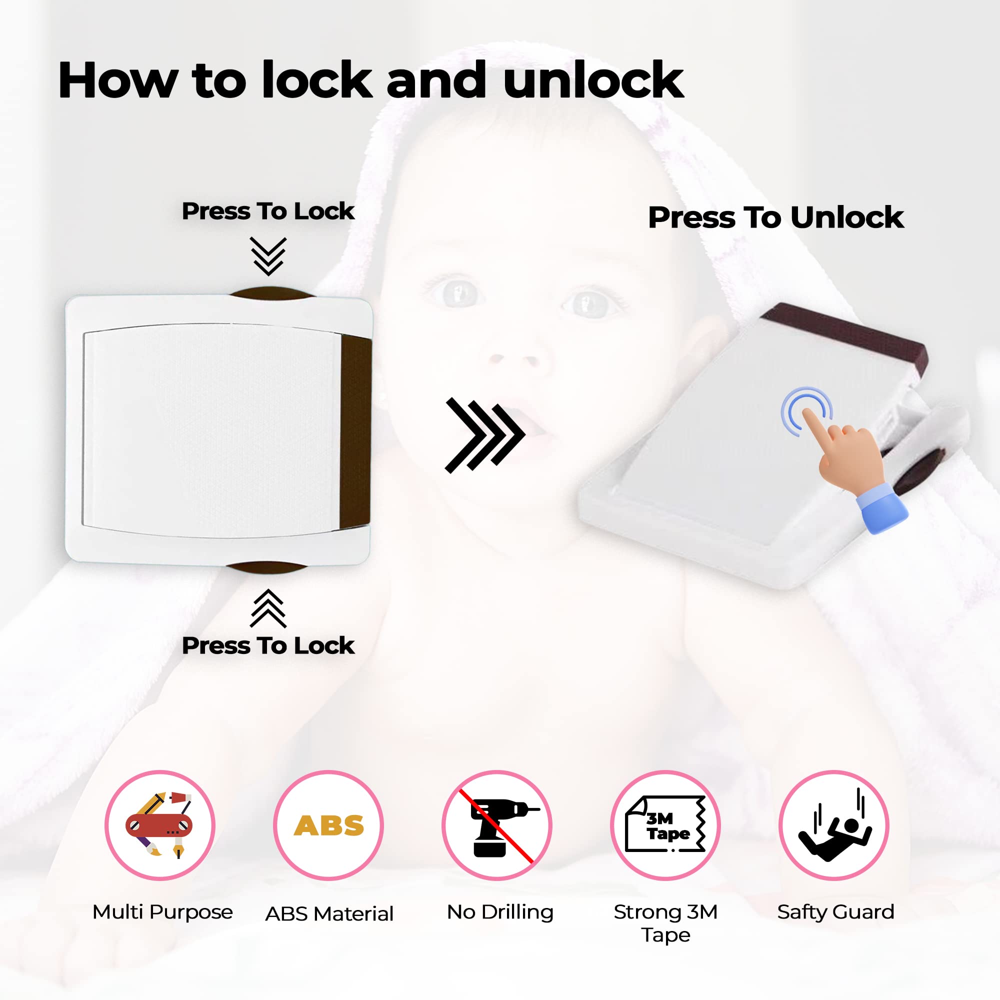 Child Proof Sliding Glass Door Lock, Home Security For Your Family, Easy To use Screen Door Safety Stopper, 4 Pack - Chocolate