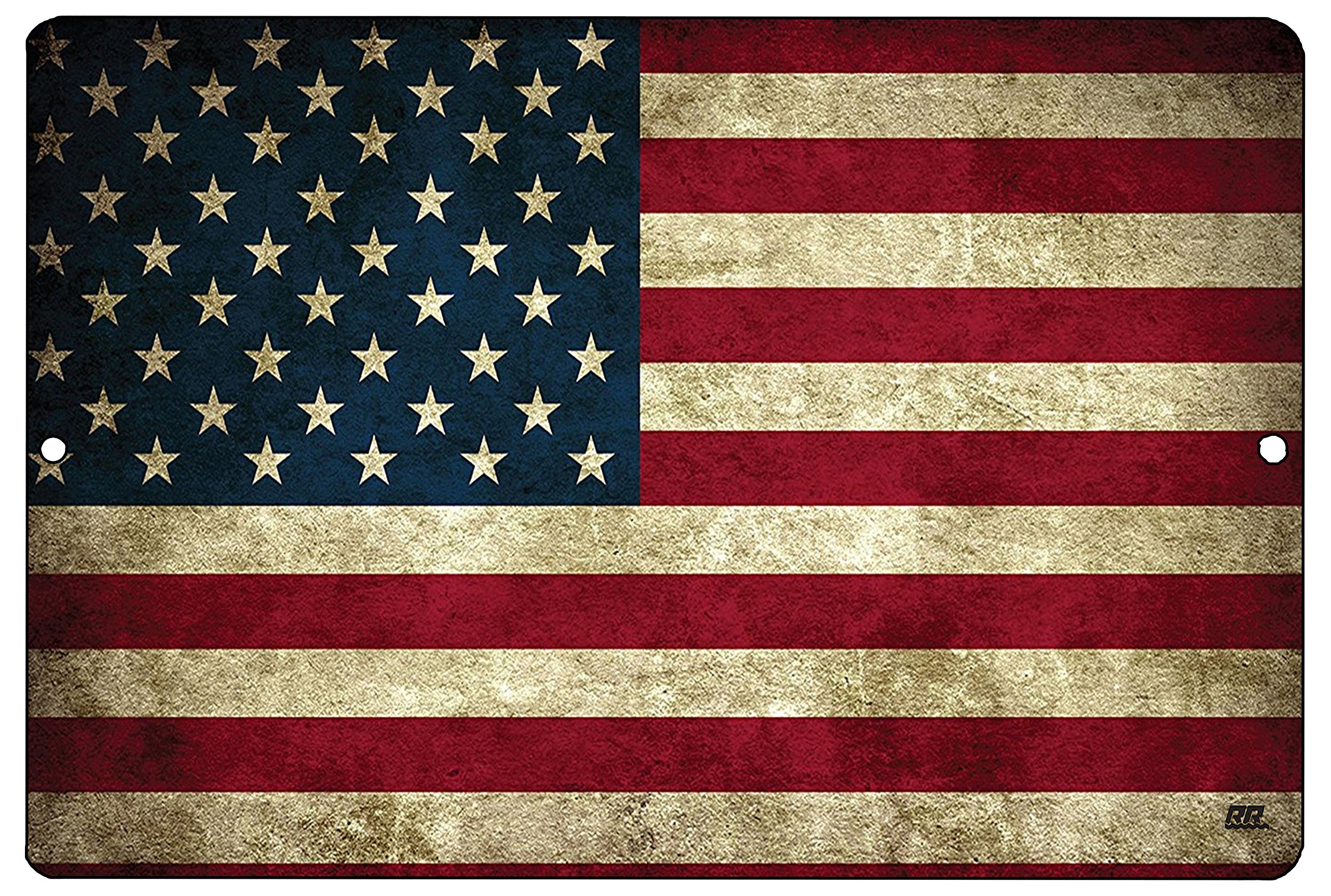 Rogue River Tactical USA American Flag Metal Tin Sign, 12x8 Inch, Wall Decor Man Cave Bar US United States Rustic