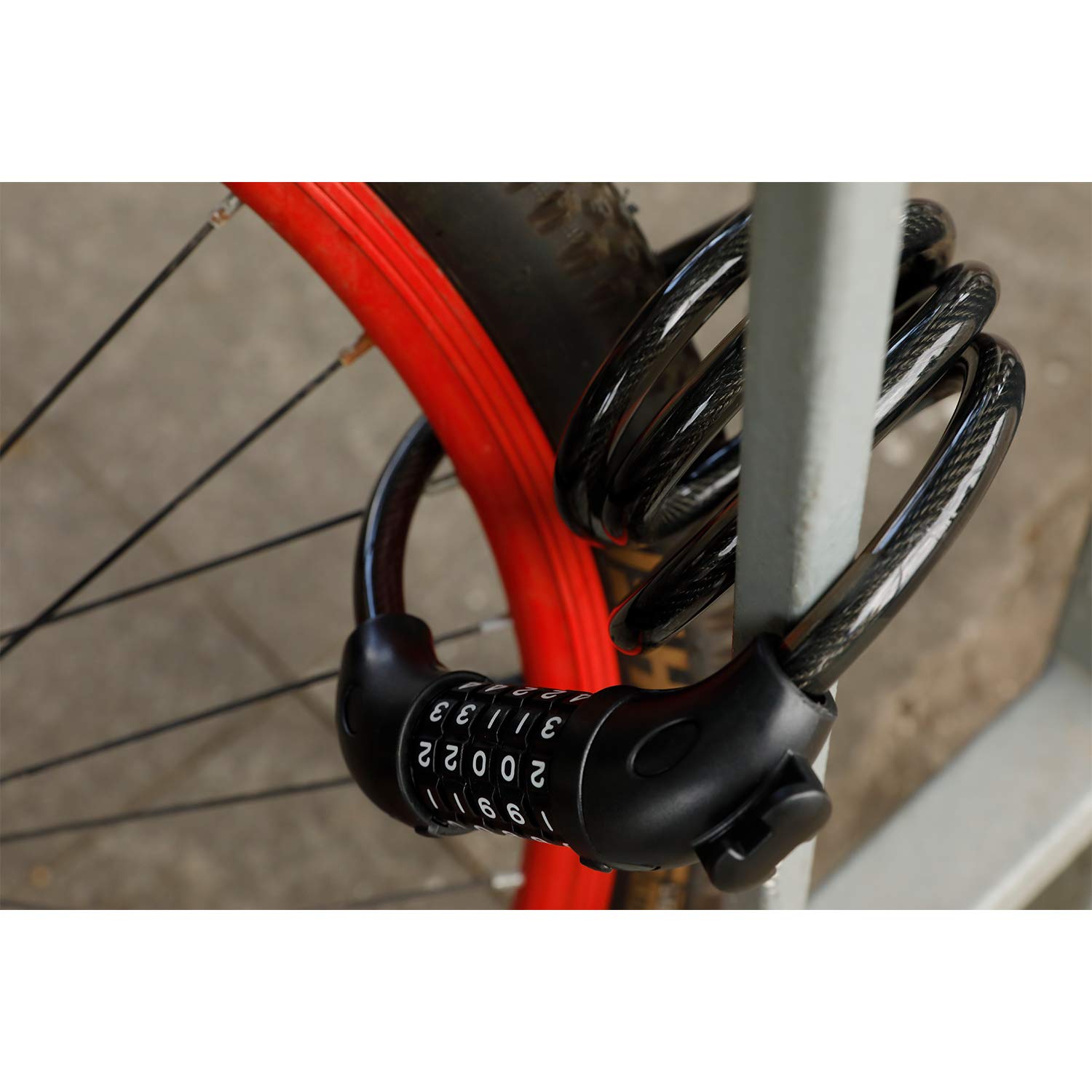 Bike Lock Bicycle Lock Chain ,5-Digit Combination Lock Core Steel Wire Bike Lock Security&Portable Bicycle Locks,1.1m x 1/2 inch (Black)