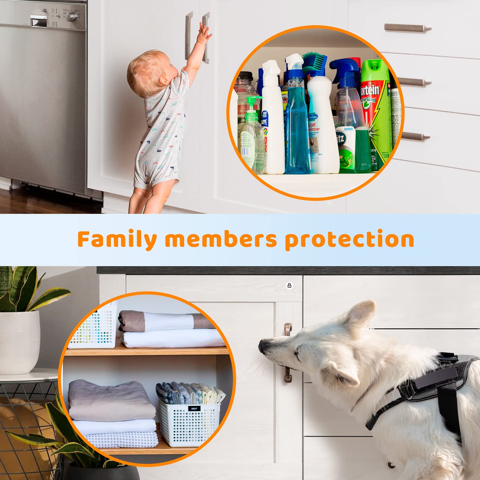 Child Safety Magnetic Cabinet Locks (4 Pack + 1 Key) - Baby Proofing Cupboard Locks with Key for Toddler-Easy Installation, Invisible