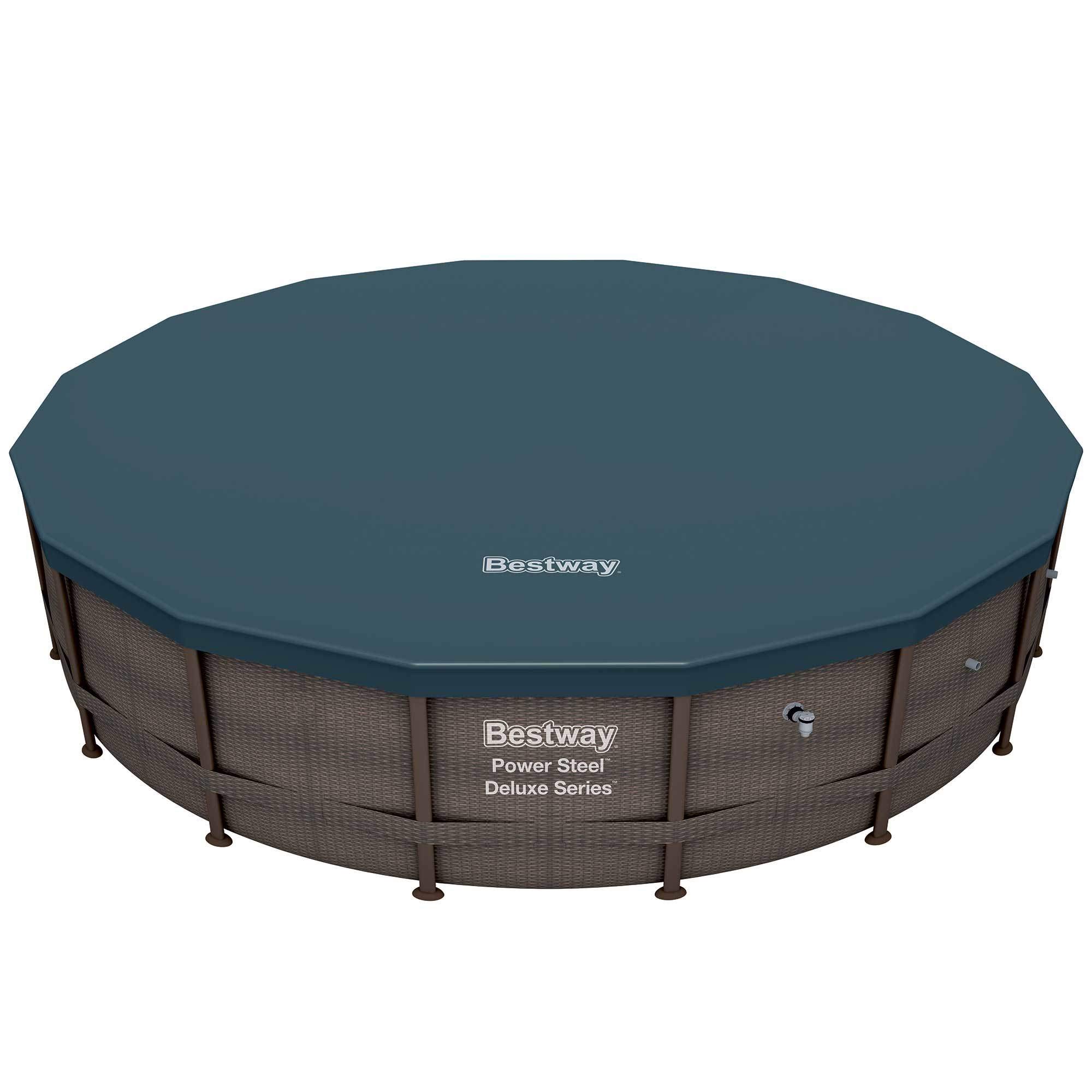 Bestway 16ft x 48in Power Steel Framed Pool Set & Surface Skimmer Debris Cleaner