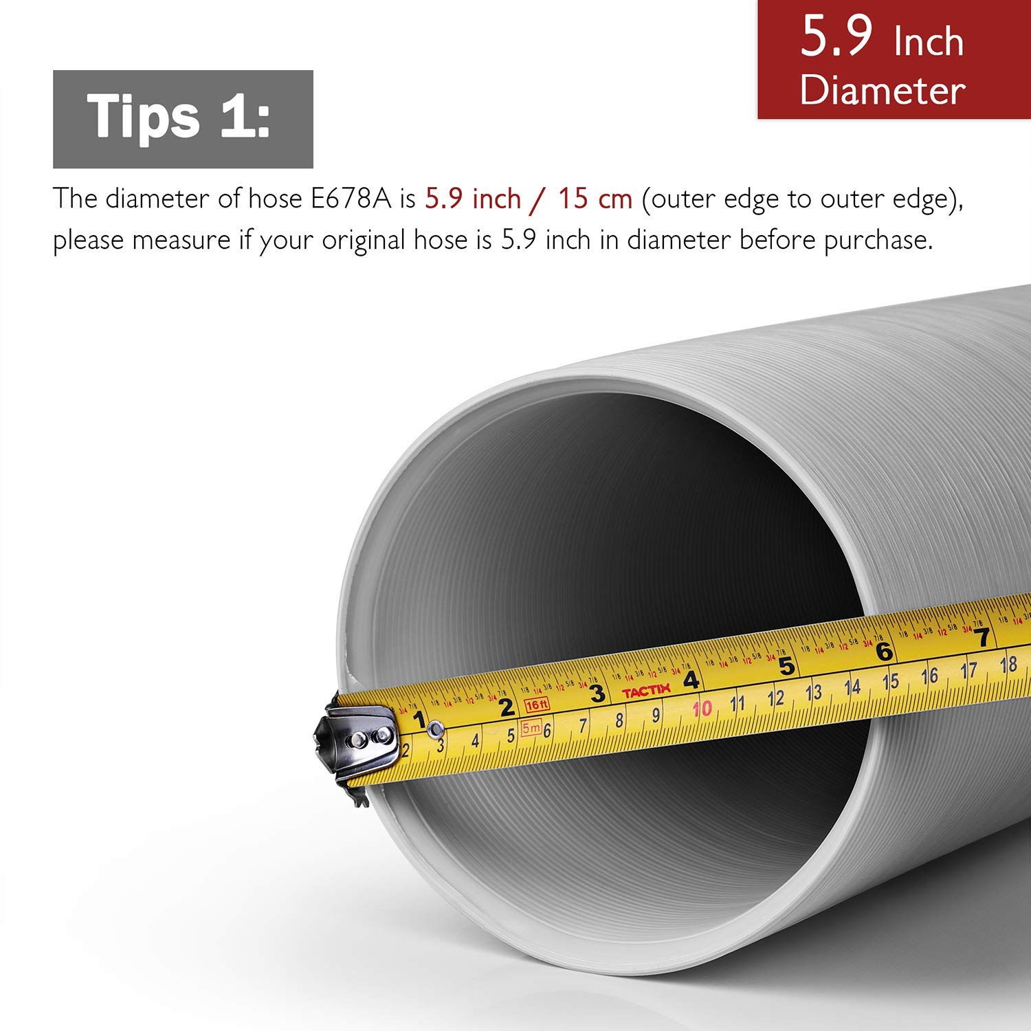 TURBRO 5.9 Inch Portable Air Conditioner Universal Exhaust Hose Anti-Clockwise Thread with Window Vent Kit