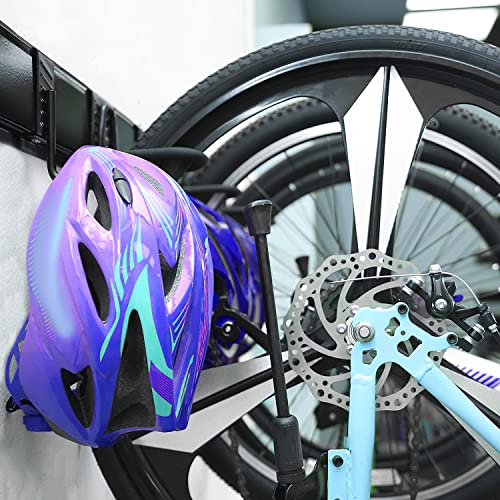 Bike Storage Rack, Wall Mount Bike Storage Hanger 5 Bicycles Hooks, Heavy Duty Bicycles and Tools Hanger Indoor Space Saving for Home and Garage Shed Storage System