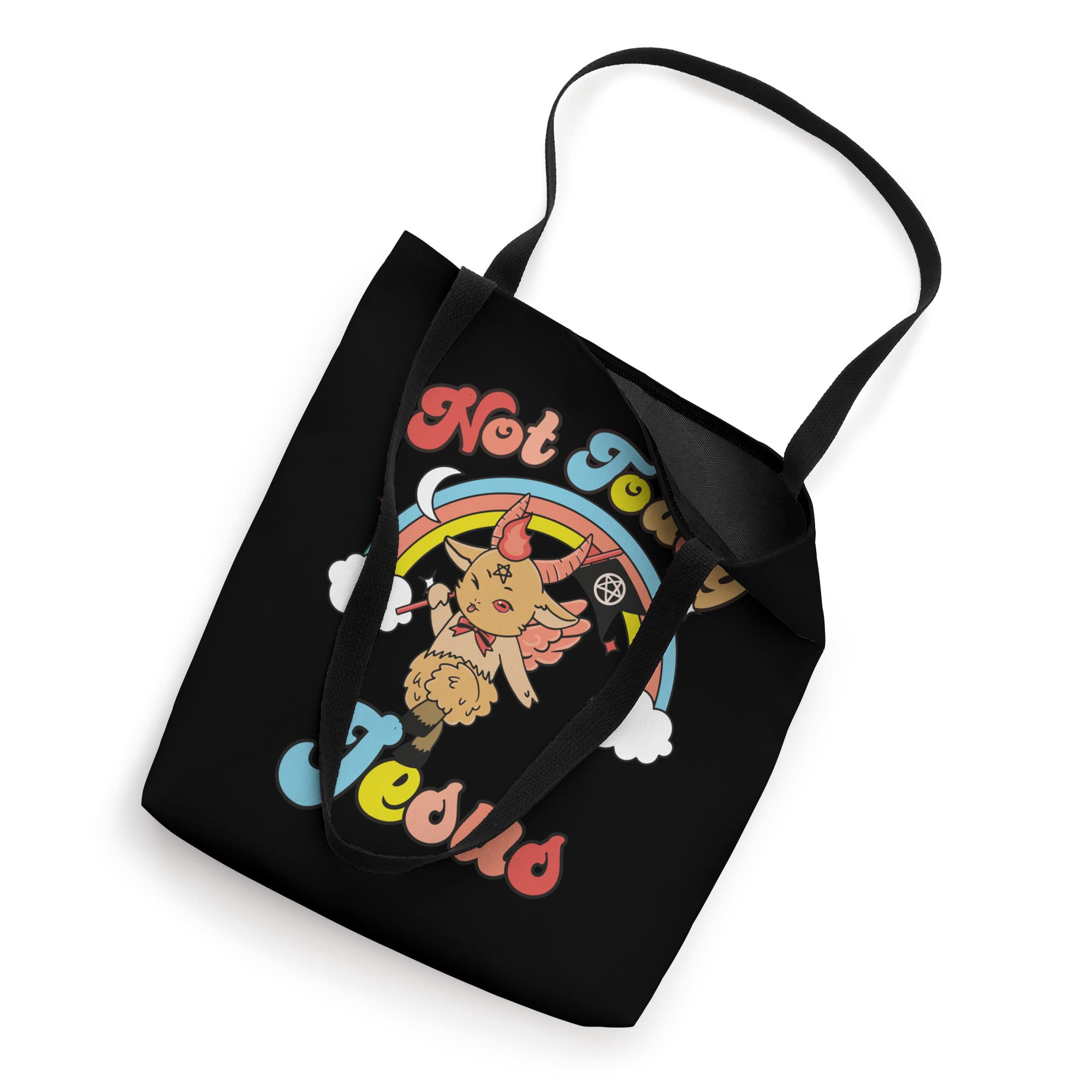 Not Today Jesus Funny Kawaii Baphomet Satan Devil Cute Goat Tote Bag