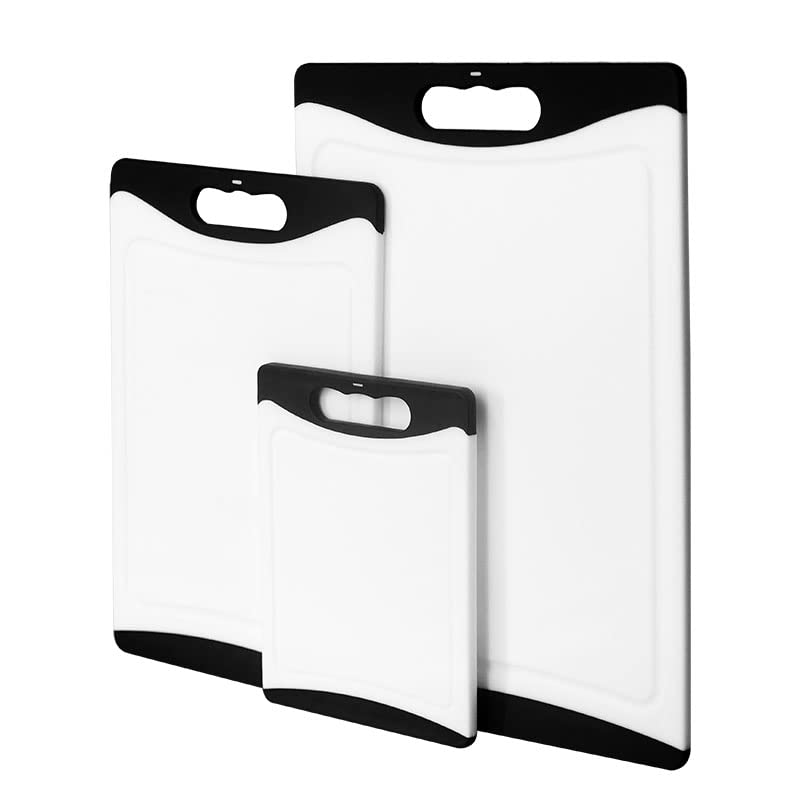 Cutting Board, Cutting Boards for Kitchen set of 3, Black Chopping Board Dishwasher safe, Easy Grip Non-slip Handle Border with Juicy Groove, Reversible, Chopping Food, Baking, Cooking Meat.