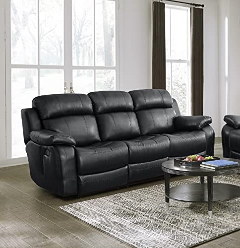 Lexicon Odeum Manual Double Reclining Sofa, Black