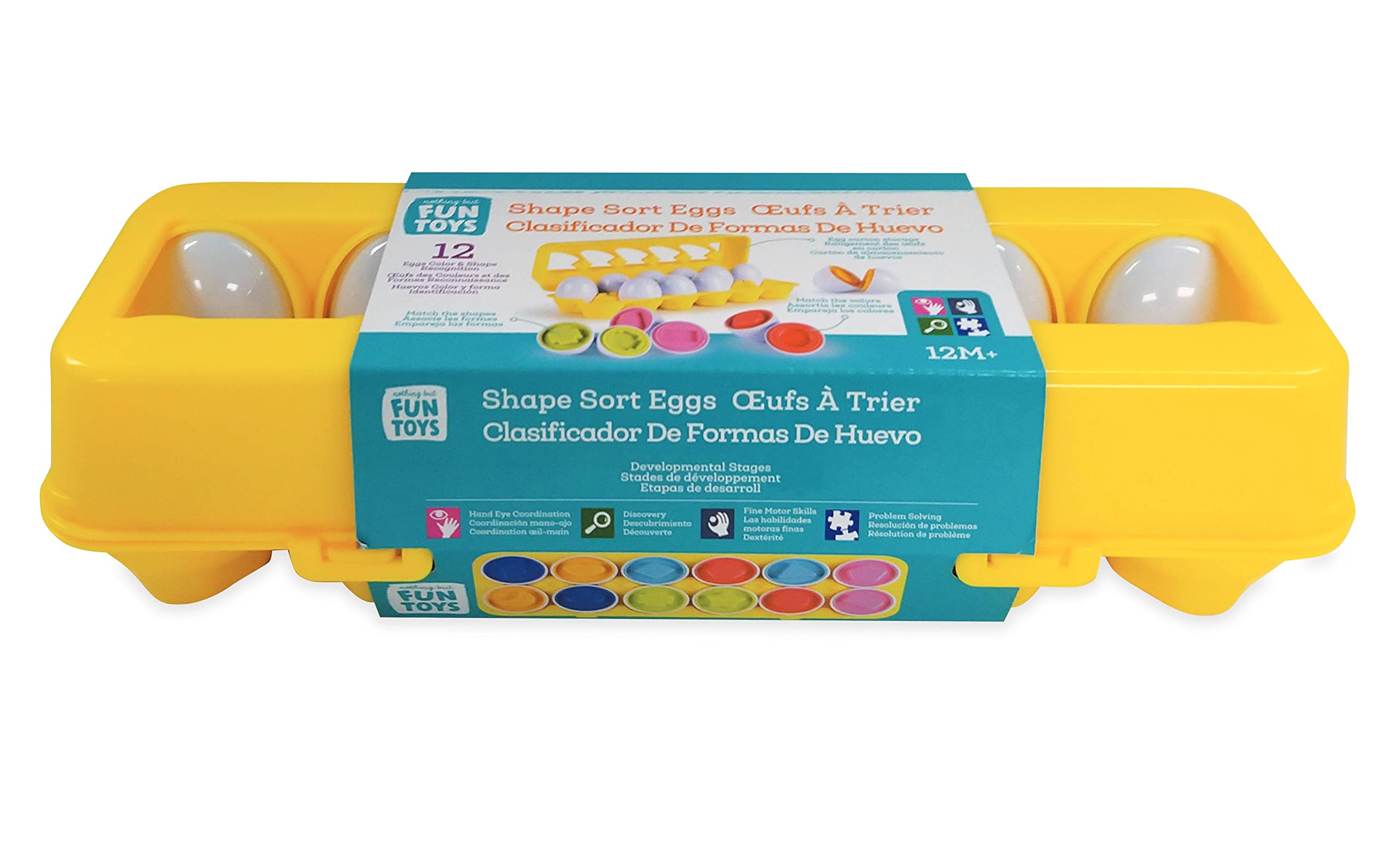 Nothing But Fun Toys Shape Sorter Eggs 12 Piece playset Designed for Children Ages 12+ Months,Multi