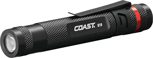 Coast G19 54 Lumen Inspection Beam LED Penlight with Adjustable Pocket Clip and Consistent Edge-To-Edge Brightness, Black