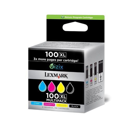 Lexmark 14N1921E 100XL Ink Cartridge Multi Pack, 1x510pg+3x600pg, Pack Qty 4