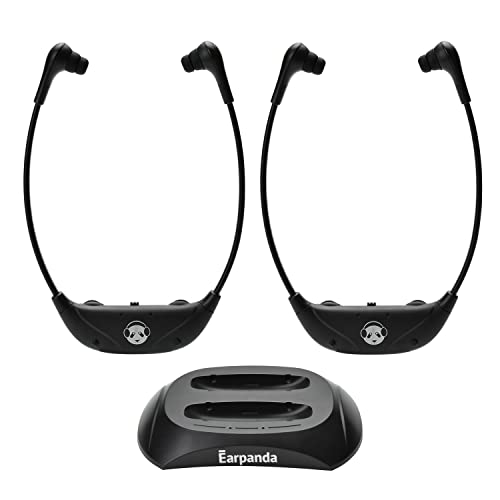 Earpanda Dual Wireless TV Headphones for Seniors - Hear TV Louder and Clearer with Tone and Balance Control - 100ft Long Range | Works with Two Users and Digital Smart and Analog Televisions
