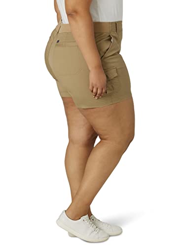 Lee womens Plus Size Flex-to-go Mid-rise Seamed Cargo Shorts, Oscar Khaki, 18 Plus