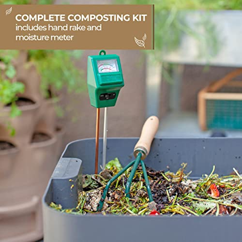 Eartheasy Dual Tray Worm Composter β Urban Vermicomposting Bin for Indoor and Outdoor β Earthworm and Mealworm Farm Food Cycler for Composting (Smoke)