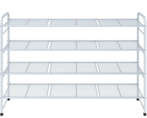 Dicasser 4-Tier Long Shoe Rack Organizer Extra Large Capacity for 30 Pairs,Silver