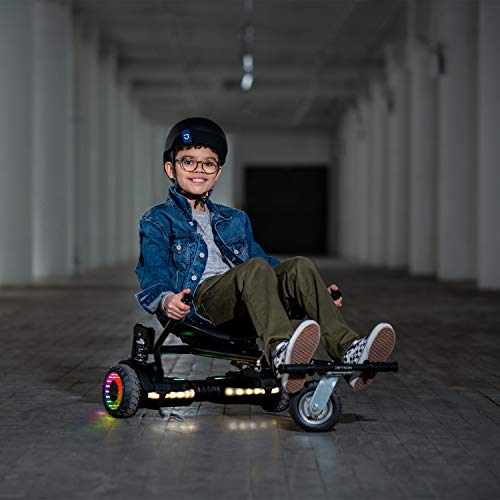 Jetson JetKart 2.0 Universal Hoverboard Attachment, 6" Tire, Bucket Seat, Adjustable Footrest Accommodates Most Heights, Ages 12+, Black, JKAR20-BK