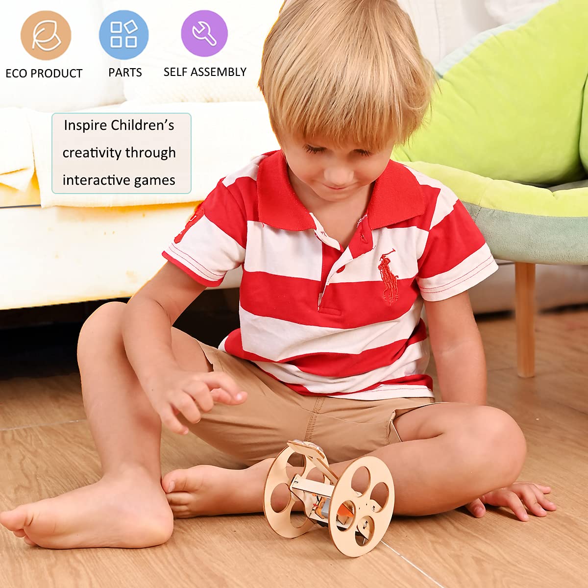 MONT PLEASANT 5 Set STEM Kit 3D Wooden Puzzles Building Assembly Kits Model Cars Science Experiment Projects for Kids DIY STEM Toys Educational Mechanical Construction Engineering Set for Boys Girls