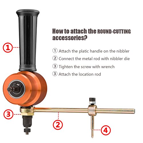 Dicfeos Double Head Sheet Metal Cutter, Versatile Nibbler Drill Attachment for Straight Curve and Circle Cutting, Maximum 14 Gauge Steel, Perfect for Home DIY and Car Repair