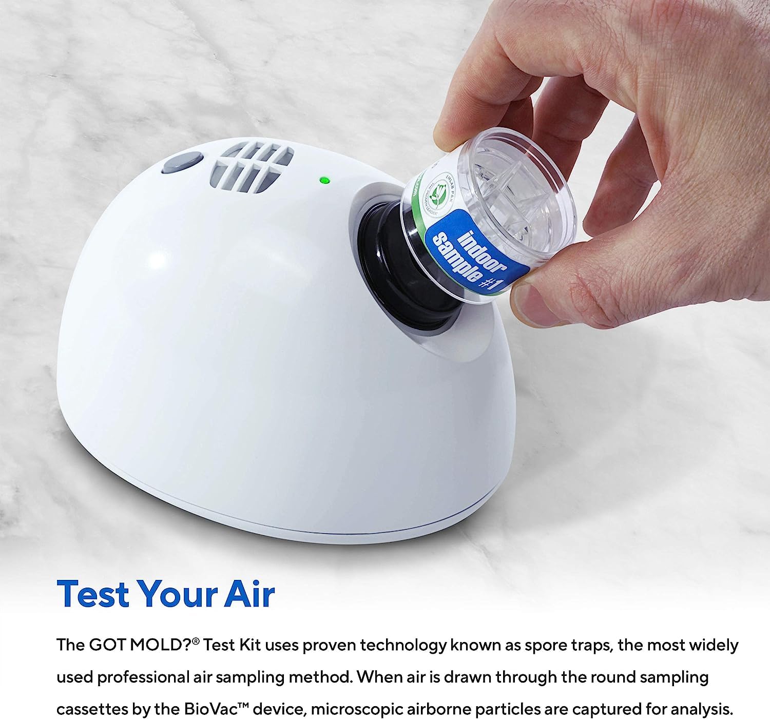GOT MOLD? Professional Quality Mold Test Kit | Air Sampling w/Reusable BioVac™ Air Sampler | Lab Fees Included | Full Mold Type and Quantity Analysis | 1, 2 & 3-Room Test Kits & Refills | 1 ROOM KIT