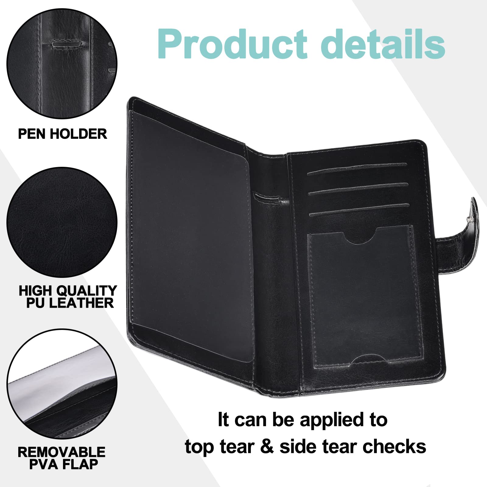 Black Checkbook Covers- Leather RFID Check Registers for Personal Checkbook,Women&Men Wallets with Checkbook Holder Case (Black)