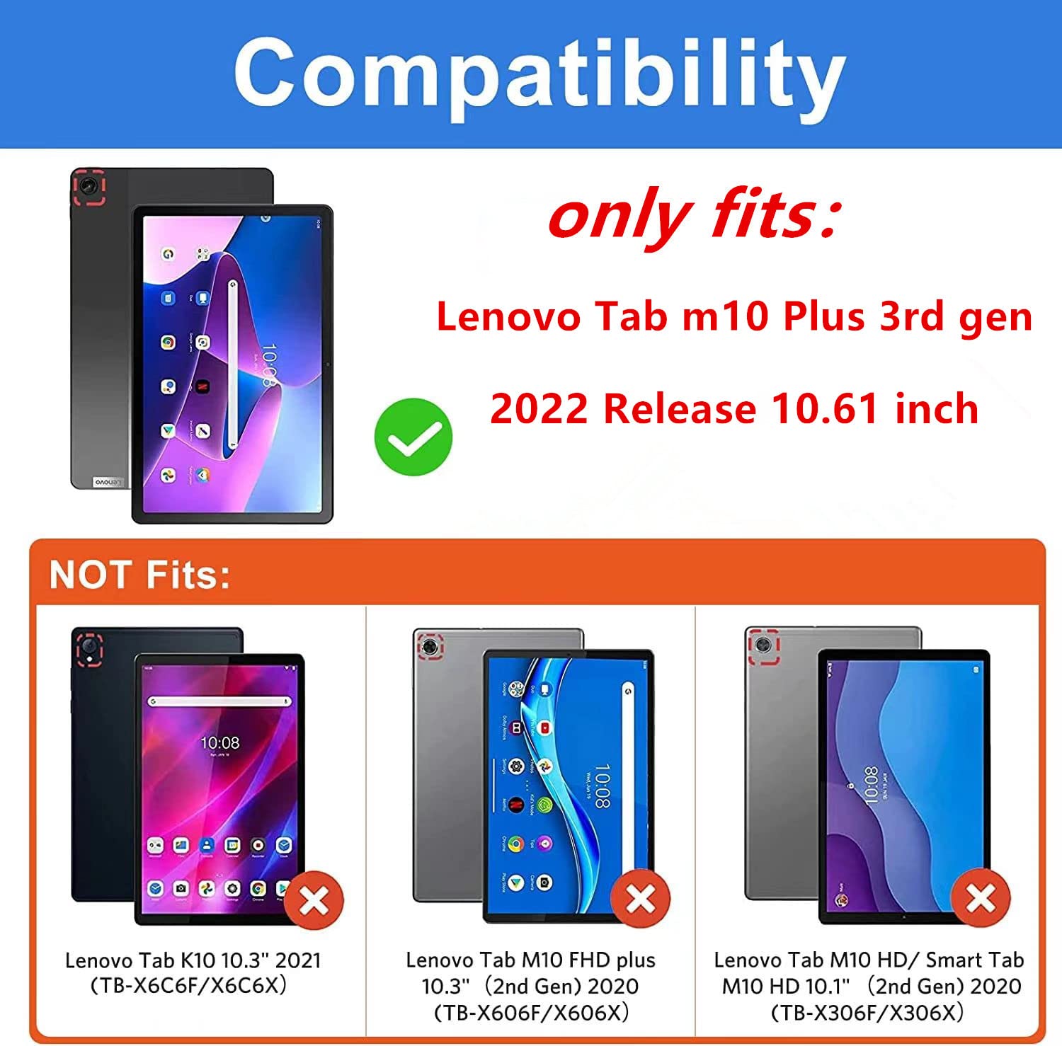 Bowosen Lenovo Tab M10 Plus 3rd Gen Case, Multi-Angle Conversion Kids Tablet Case, for Lenovo Tab M10 Plus 3 gen (2022 Release) 10.6 Inch Lightweight Shockproof Cover (Blue)