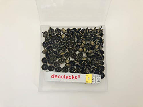 Decotacks 100 Pcs/Box Upholstery Tacks Upholstery Nails ∅7/16" Head x 1/2" Long Shank Antique Brass DX0511AB