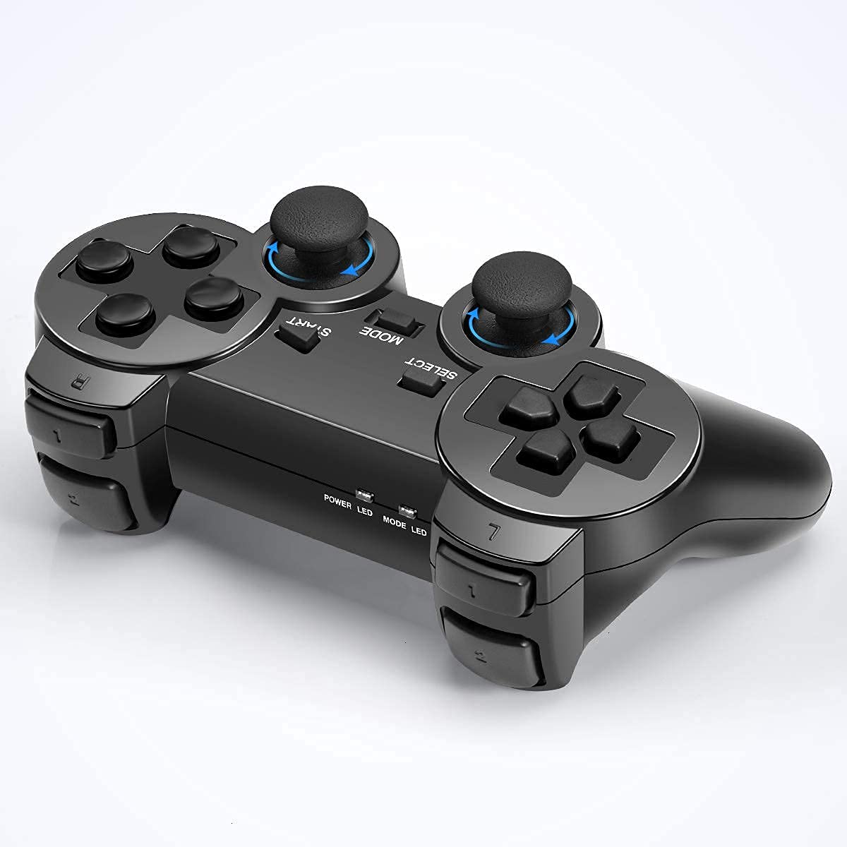 Rzzhgzq 2 Pack PS3 Wireless Controller Playstation 3 Controller Wireless Bluetooth Gamepad with USB Charger Cable for PS3 Console (Black+Blue)