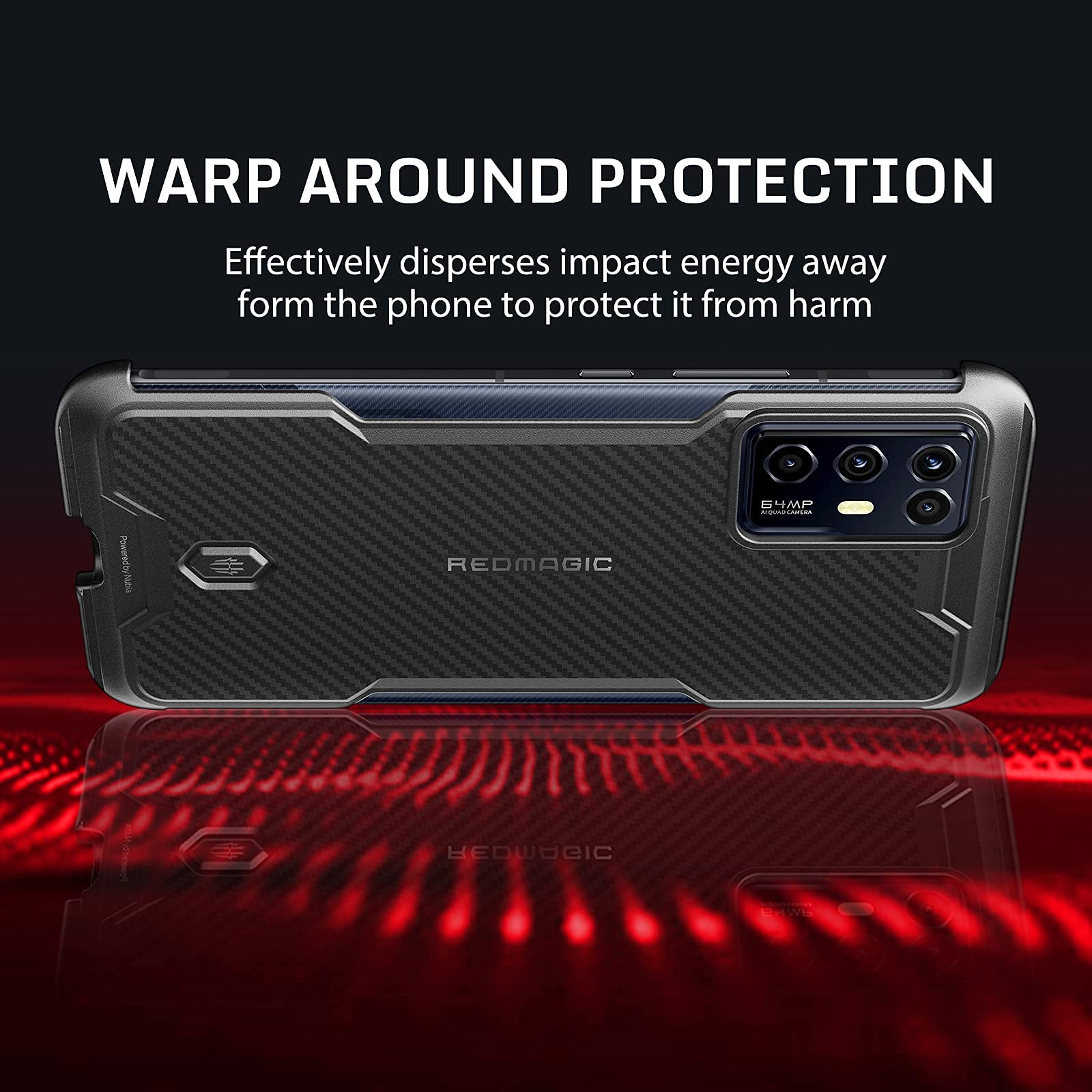 nubia REDMAGIC 6R Pro Handle Protective Case, Flexible TPU Cover Anti-Scratches Shockproof Phone Case Compatible Red Magic 6R/6 Racing, Black