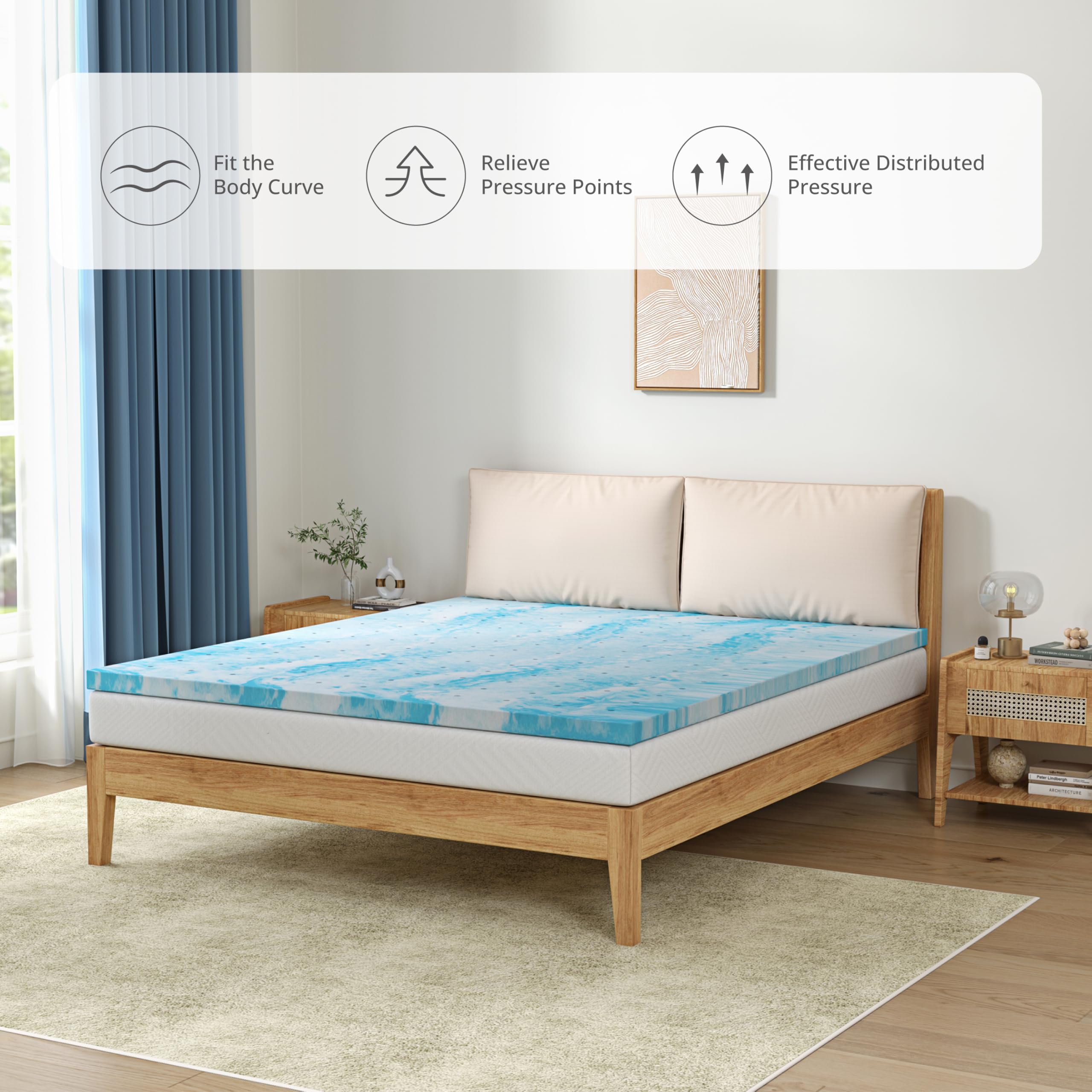 CH CHARME HOUSE 2 Inch Memory Foam Mattress Topper Twin Size, Gel Infused Memory Foam Bed Topper for Back Pain Relief, Cooling Mattress Pad, CertiPUR-US Certified, 75Γ38"