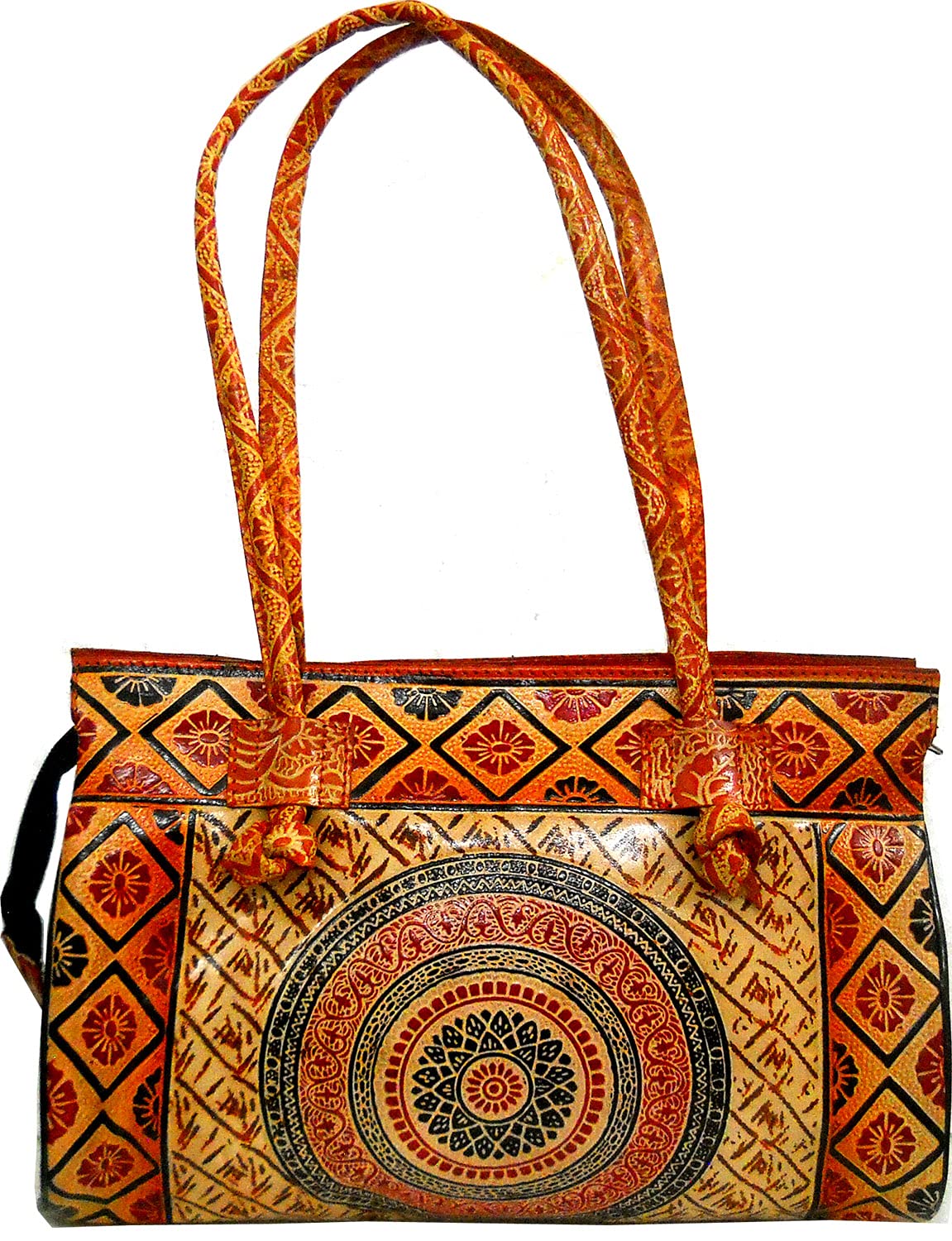 Mandala Design/Circles Design traditional Indian 100% Genuine Pure Shantiniketan Leather Shoulder Bag