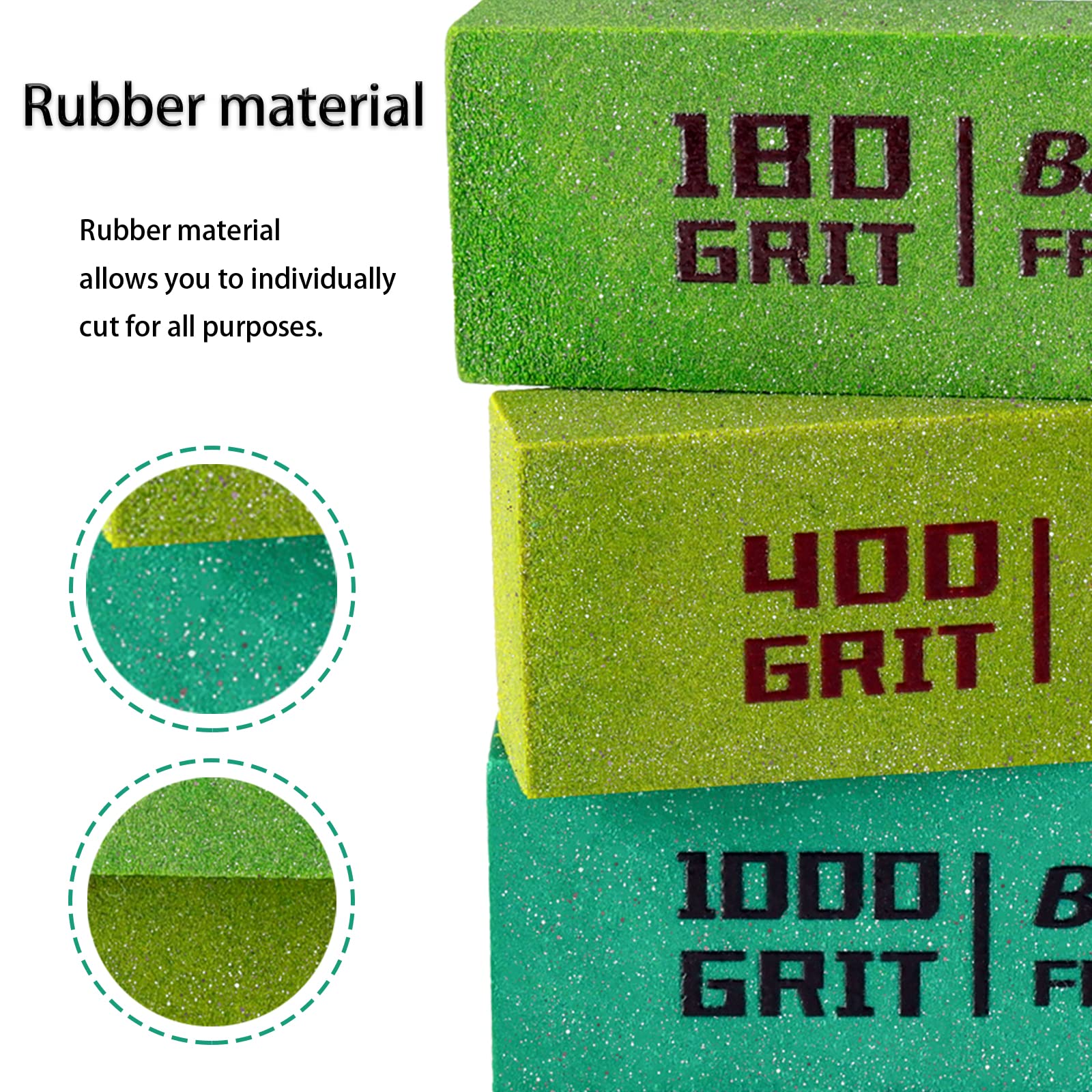 Baroque Fret Erasers 180 & 400 & 1000 Grits, Guitar Fret Polishing Abrasive Rubber Blocks, Set of 3 Grits