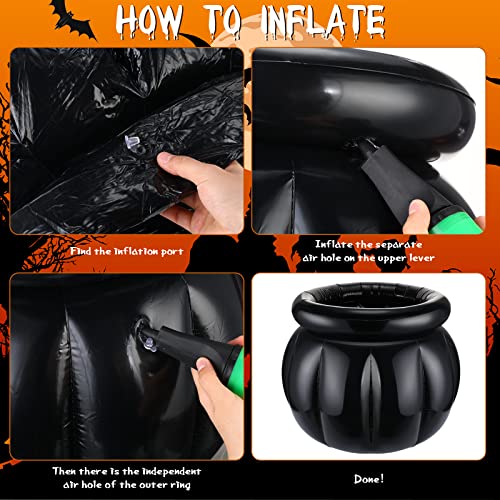 Didaey 4 Pieces Inflatable Cauldron Drink Cooler for Halloween 18 x 22" Witch Cauldron Beverage Holders Large Inflatable Candy Cauldron Kettles for Halloween Party Decoration