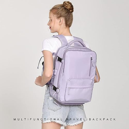 GZKPL Laptop Backpack, Travel Backpack Waterproof College Backpack Hiking Backpack with USB Charging Port for Men and Women, School, Business (Purple)