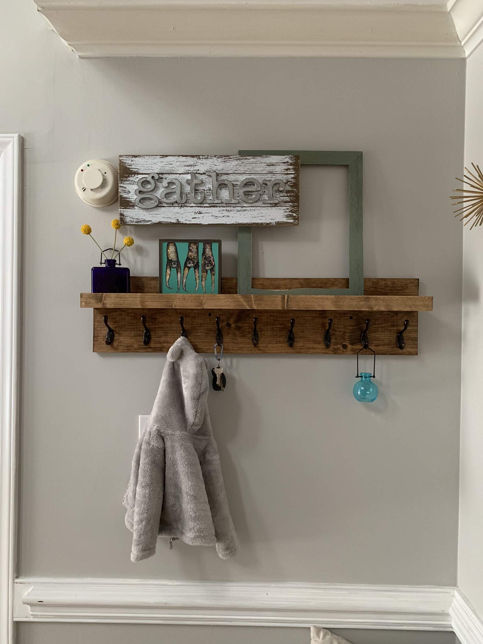Coat Rack with Shelf (Choose your Length) Towel RackEntryway Organizer Wall Mounted