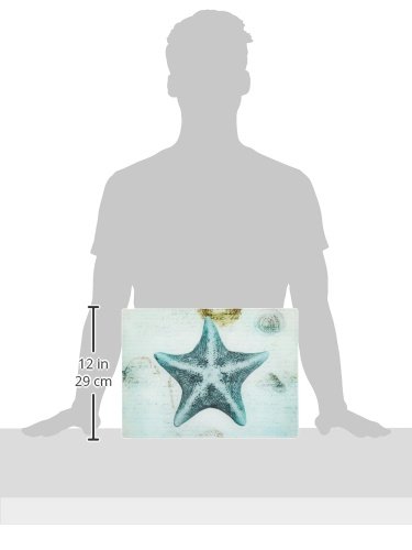Caroline's Treasures SB3043LCB Beach Asteroidea Sea Star Starfish Teal Glass Cutting Board Large Decorative Tempered Glass Kitchen Cutting and Serving Board Large Size Chopping Board