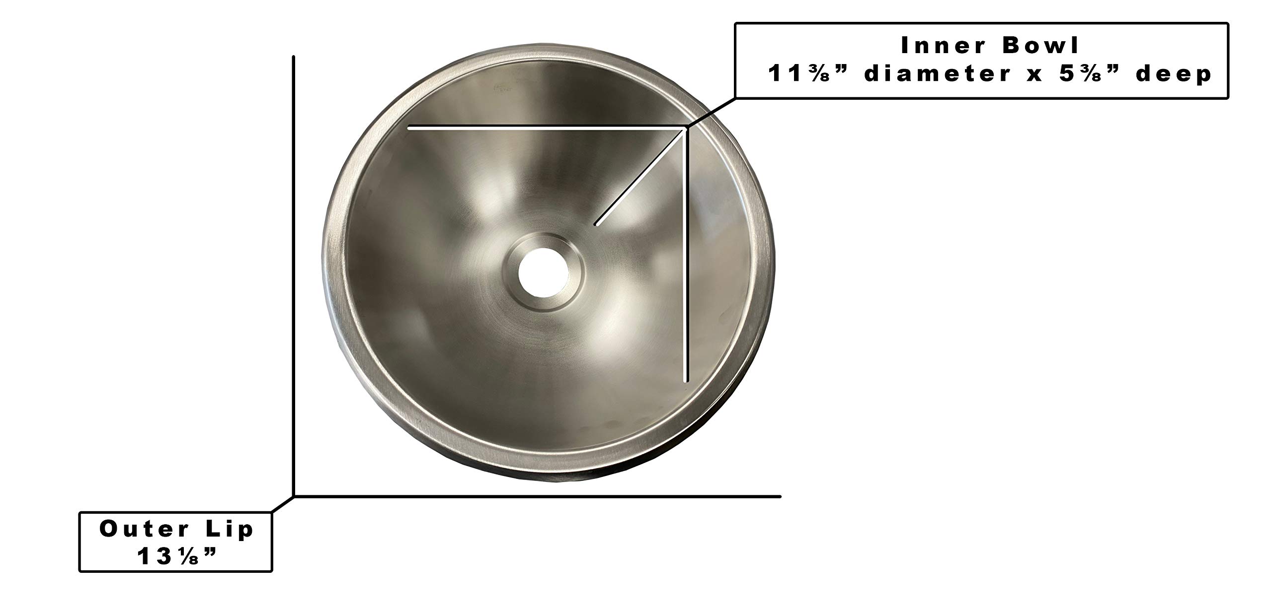 classAcustoms Class A Customs | 13inches Round Stainless Steel Sink | 300 Series Stainless Steel | RV Camper Motor Home Sink | Concession Sink | 22 Guage