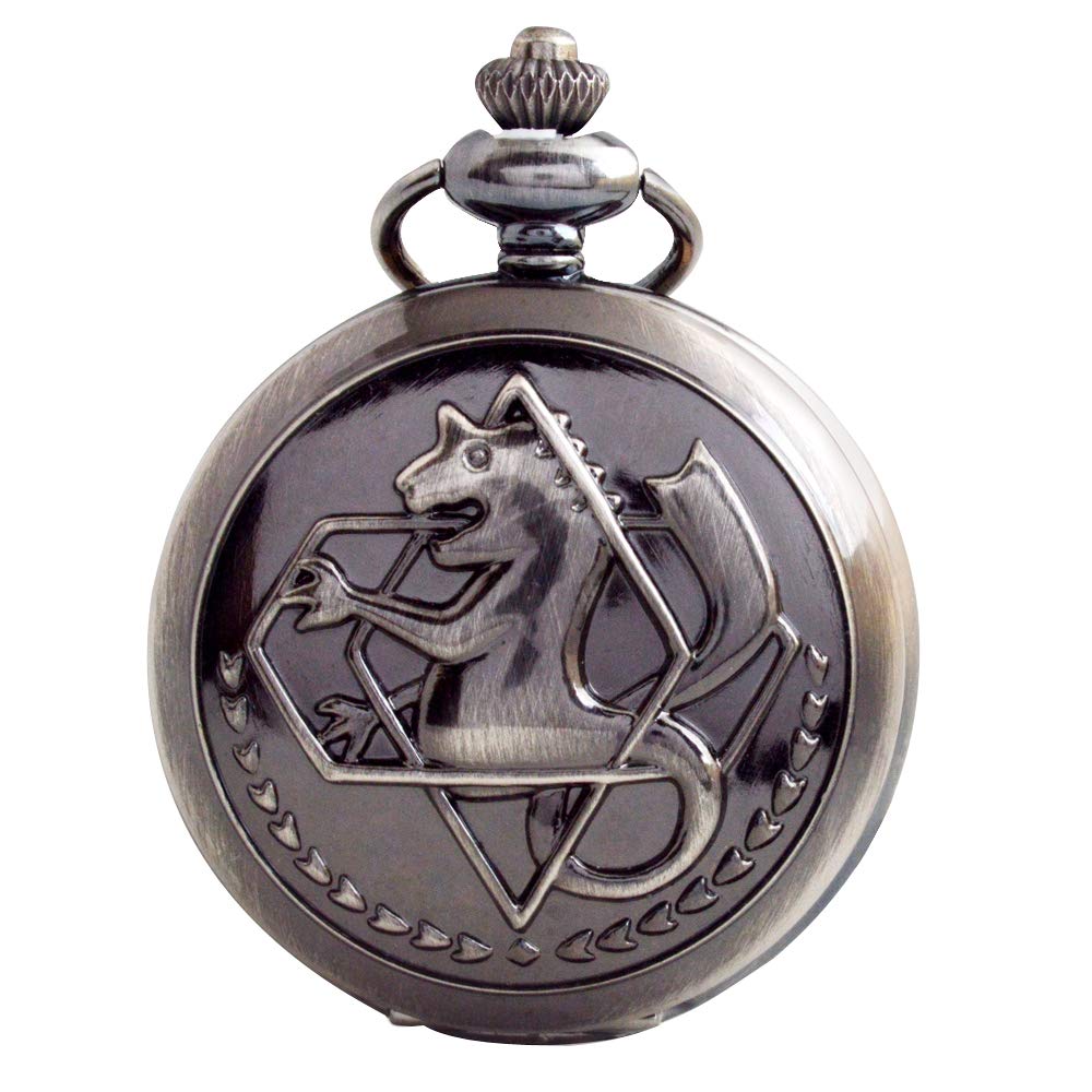 BOSHIYA Fullmetal Alchemist Pocket Watch with Chain Vintage Quartz Pocket Watch for Cosplay Accessories Anime Merch