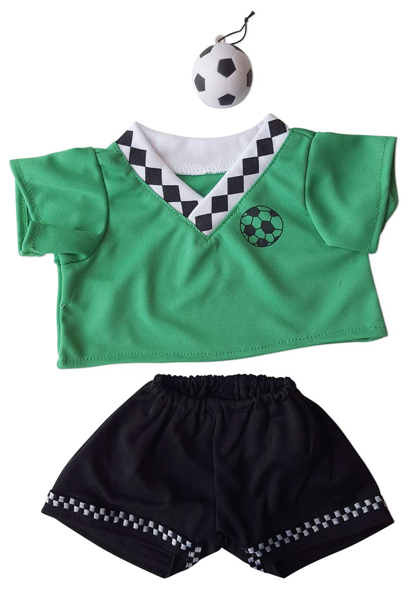 Green Soccer Uniform Outfit Teddy Bear Clothes Fits Most 14" - 18" Build-a-Bear and Make Your Own Stuffed Animals