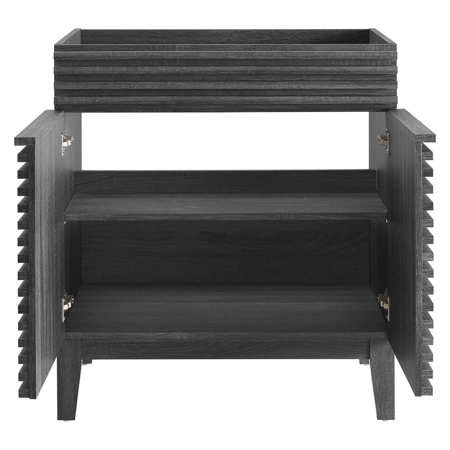 Modway Render 30" Particleboard and Laminate Bathroom Vanity Cabinet in Charcoal