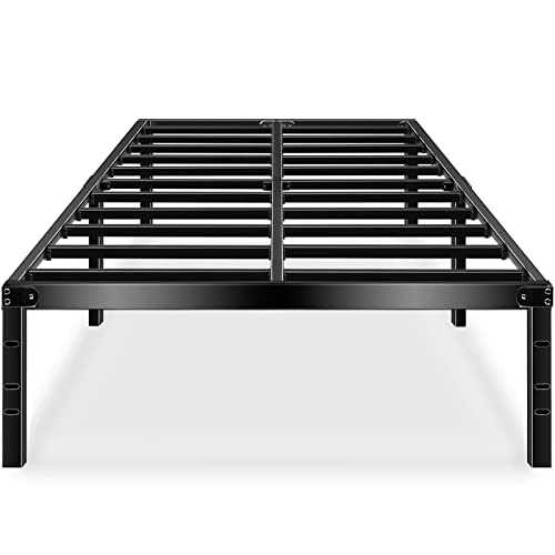 HAAGEEP Full Size Bed Frame 18 Inch Tall Platform Bedframe No Box Spring Needed High with Storage Metal