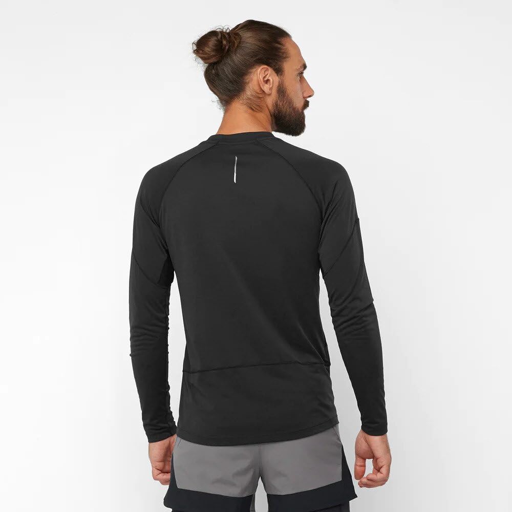 Salomon Mens Cross Run Ls Tee T-Shirt, Deep Black, Small US