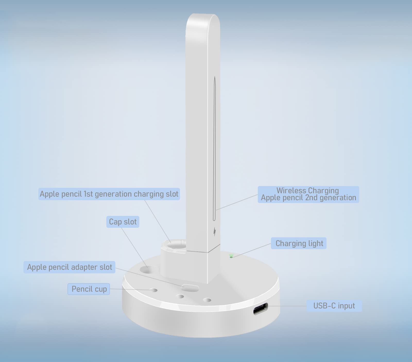 Charging Stand Compatible for Apple Pencil 1st & 2nd Generation,Magnetic Wireless Charging Holder for Apple Pencil , iPad Pen Charging Holder Stand for iPad Pencil 1st & 2nd Gen(White)