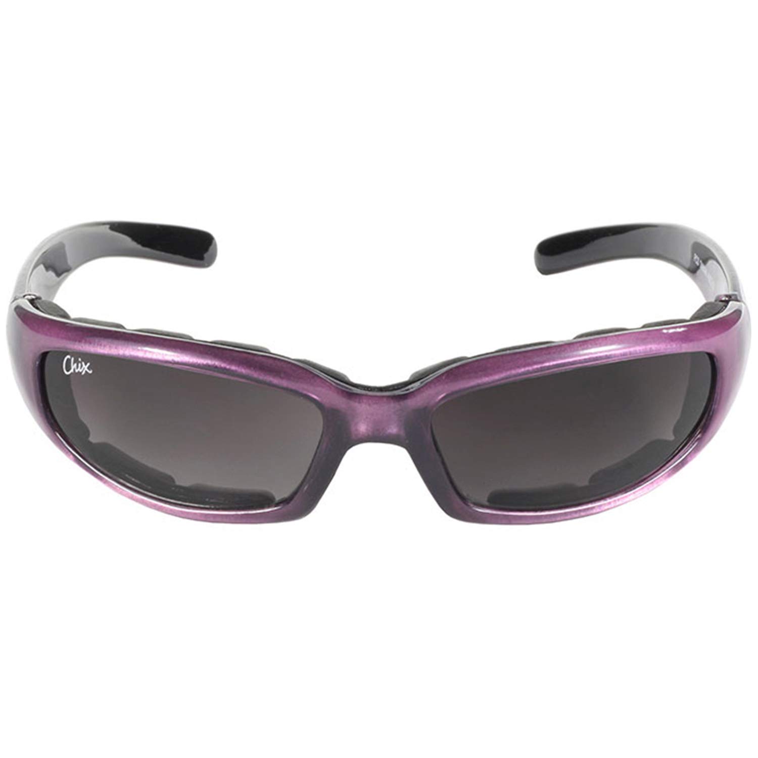 Chix 2 Pairs of Rally Women's Padded Motorcycle Sunglasses Purple Frames Clear & Grey Gradient Lenses
